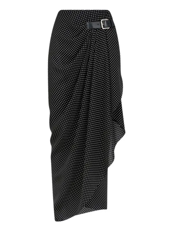 TOM FORD Draped Polka-dot Skirt - Black Off-white