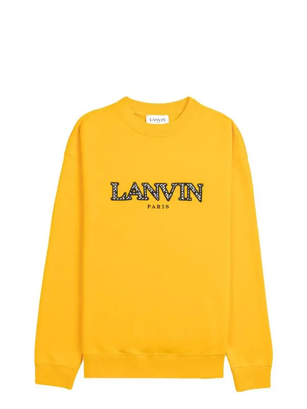 LANVIN Embroidered Logo Crewneck Sweatshirt - Yellow