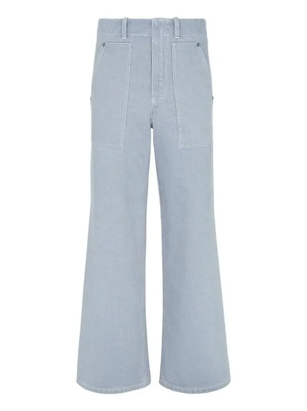 Fendi Logo Embossed Wide-leg Jeans - Blue