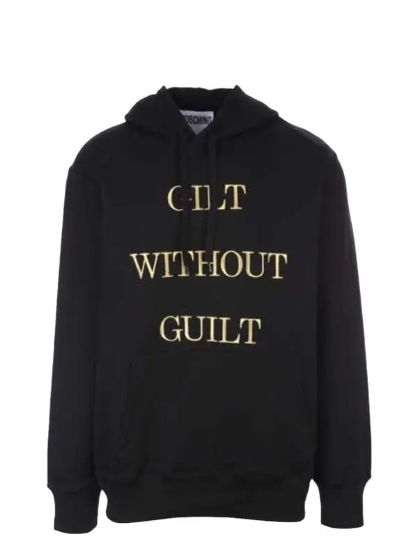 Moschino Embroidered-slogan Long-sleeve Hoodie - Black