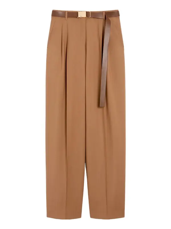 Max Mara Belted Pleated Trousers - Hazelnut Brown