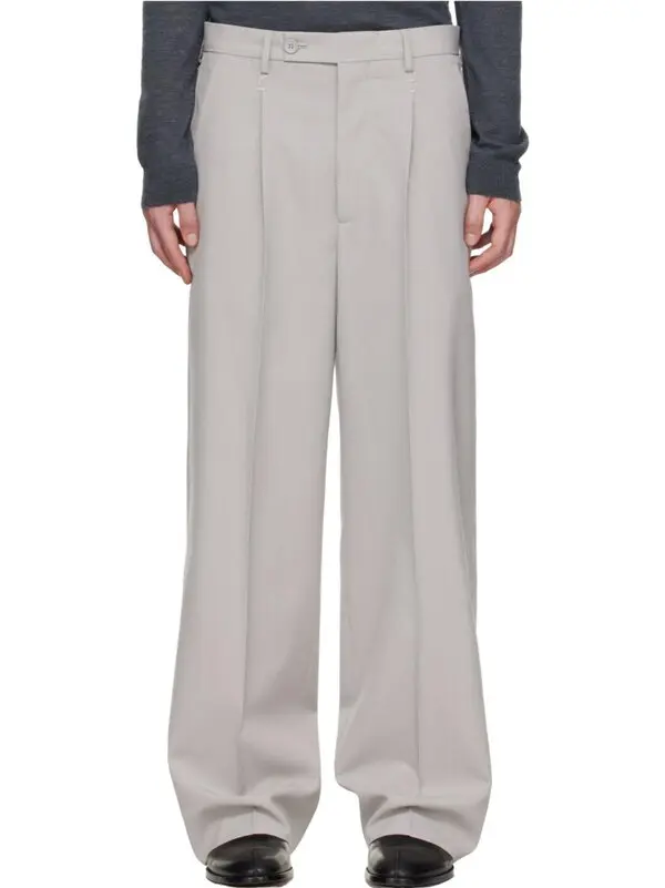 MAISON MARGIELA Pleated Tailored Trousers - Light Gray