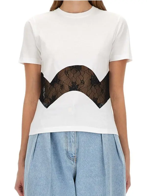 Nina Ricci Lace Insert T-shirt - White