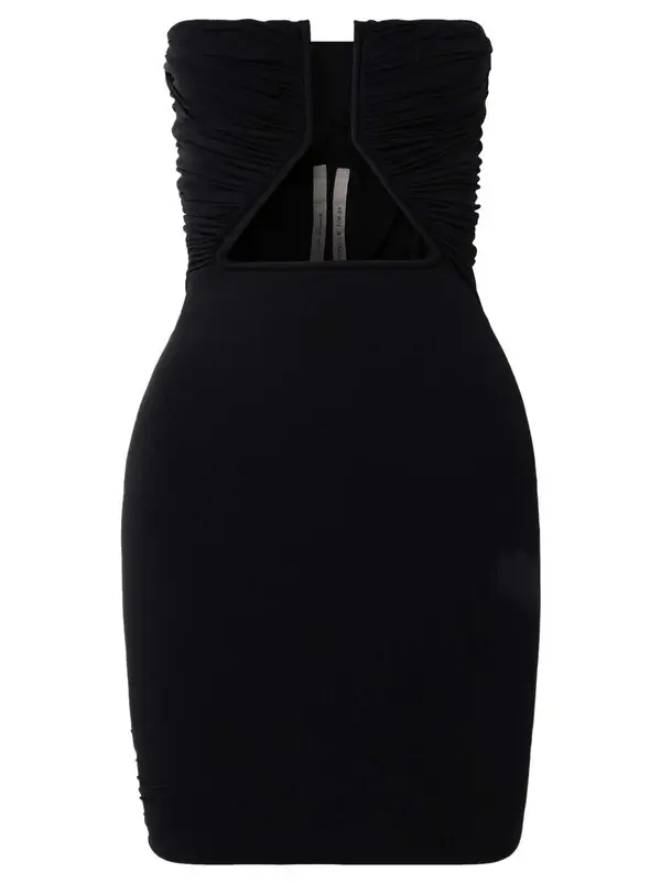 Rick Owens Pleated Off-shoulder Mini Dress - Black