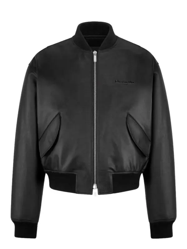 Dior Christian Couture Leather Bomber Jacket - Black