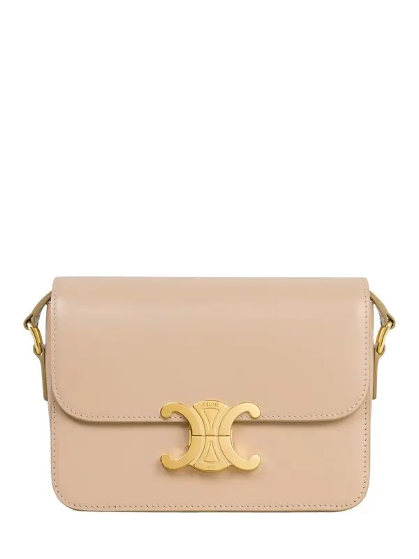 Celine Teen Triomphe Bag In Shiny Calfskin - Oat-beige