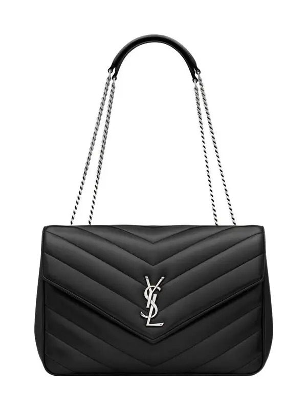 Saint Laurent Loulou Foldover Top Large Shoulder Bag - Black