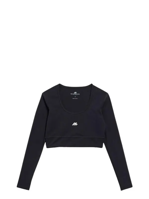 Balenciaga Activewear Long-sleeved Cropped Sports Bra - Black