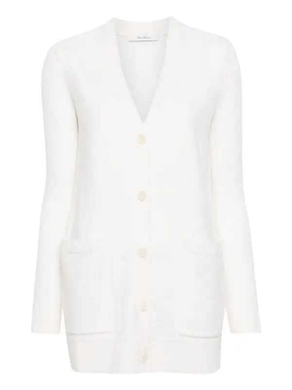 Max Mara V-neck Long-sleeved Cardigan With Embroidered Back Detail - White