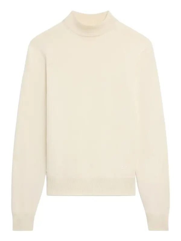 Celine Triomphe High Collar Wool Sweater - Off White