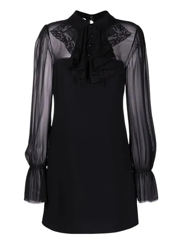 Miu Miu Cady Minidress With Long Sleeves - Black