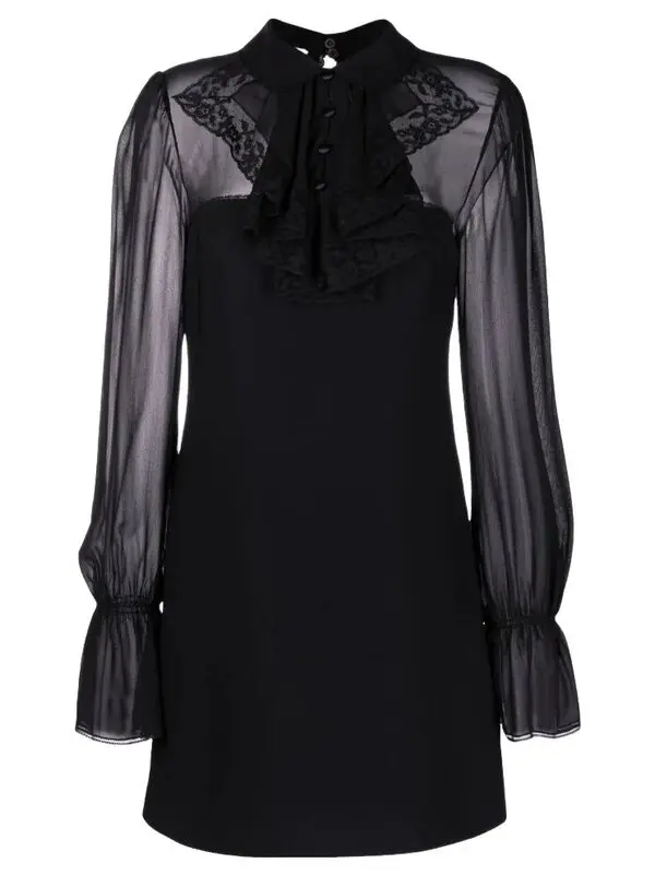Miu Miu Cady Minidress With Long Sleeves - Black