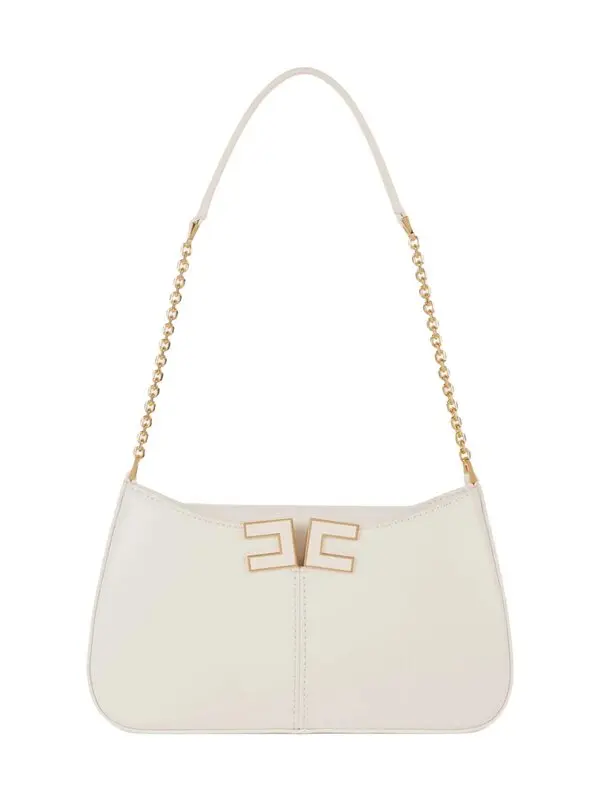 Elisabetta Franchi Logo Detail Shoulder Bag - Ivory