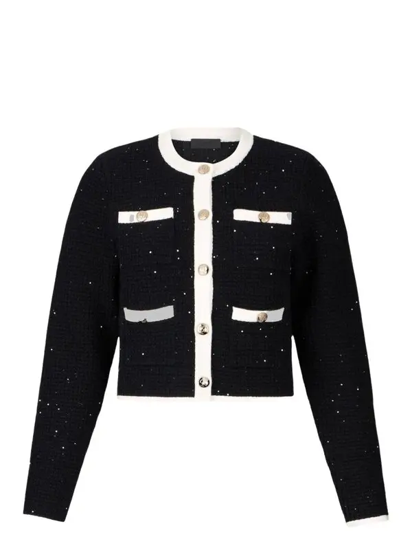 Liu Jo Lurex Jacket With Gold-tone Logo Buttons - Black