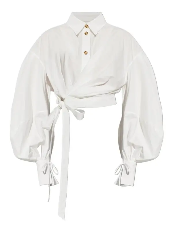 Zimmermann Rebellion Poplin Wrap Blouse - Ivory