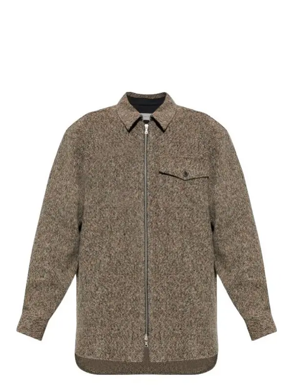 Dries Van Noten Zip-up Tweed Overshirt - Brown