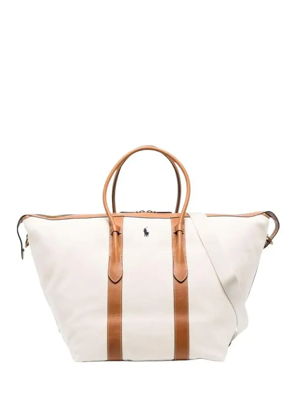 Polo Ralph Lauren Zipped Luggage Bag With Iconic Pony Motif - White