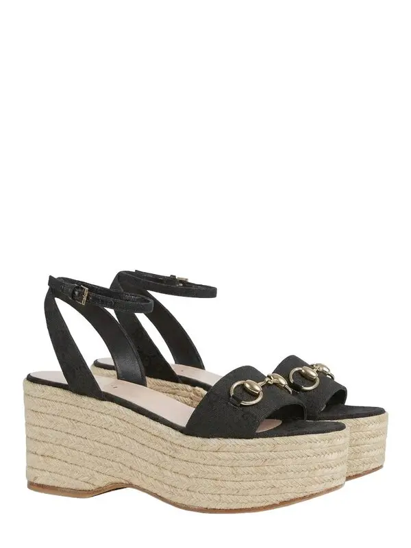 Gucci Horsebit Espadrille Flatforms - Black