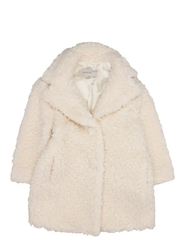 SIMONETTA Single-breasted Faux Shearling Coat - Nude