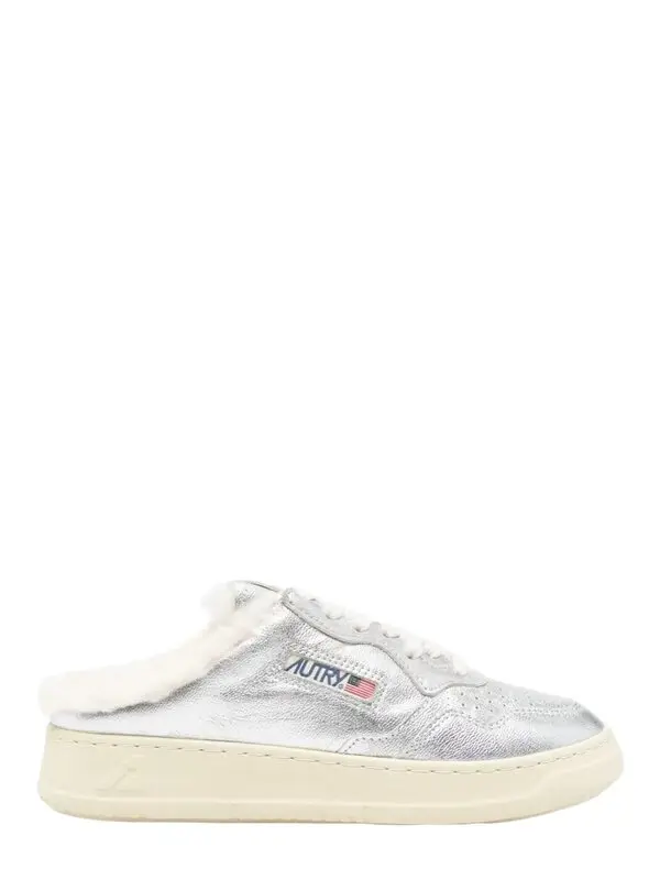 AUTRY Medalist Metallic Leather Sneakers - Silver