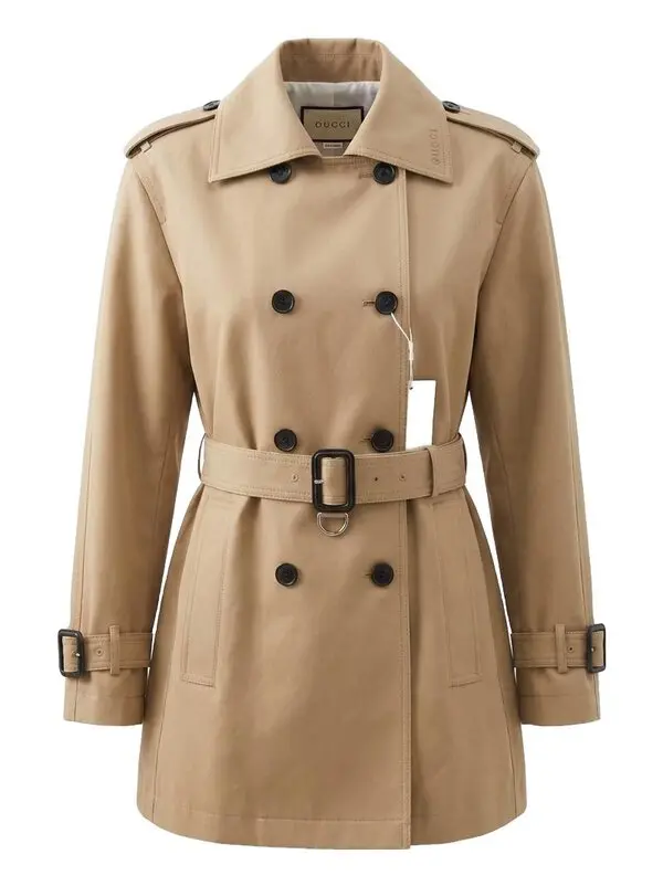 Gucci Double Breasted Belted Trench Coat - Brown