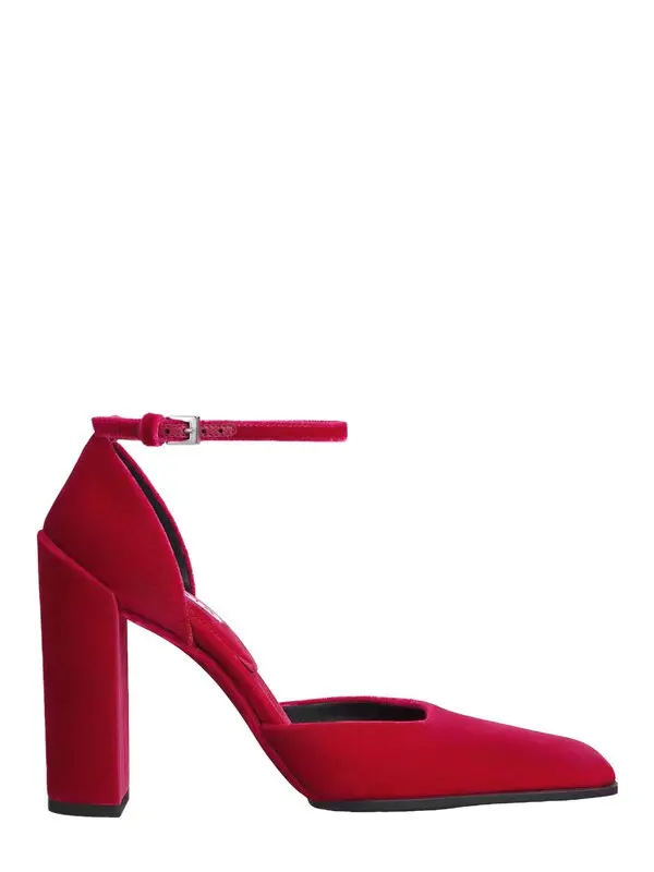 Alaïa Square-tomed High Heel Pumps With Adjustable Ankle Strap - Red