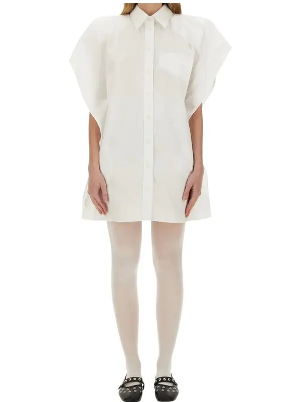 Stella McCartney Short Sleeve Mini Shirt Dress - White