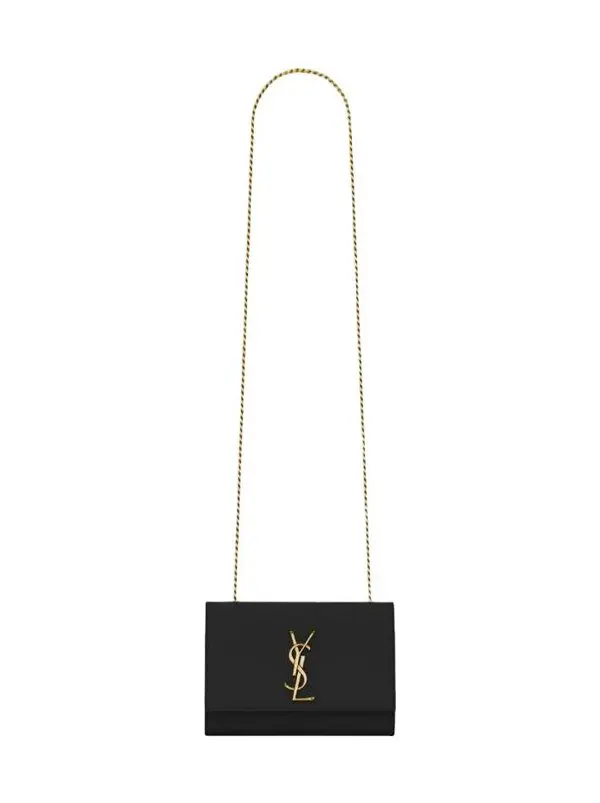 Saint Laurent Kate Logo Plaque Small Crossbody Bag - Black