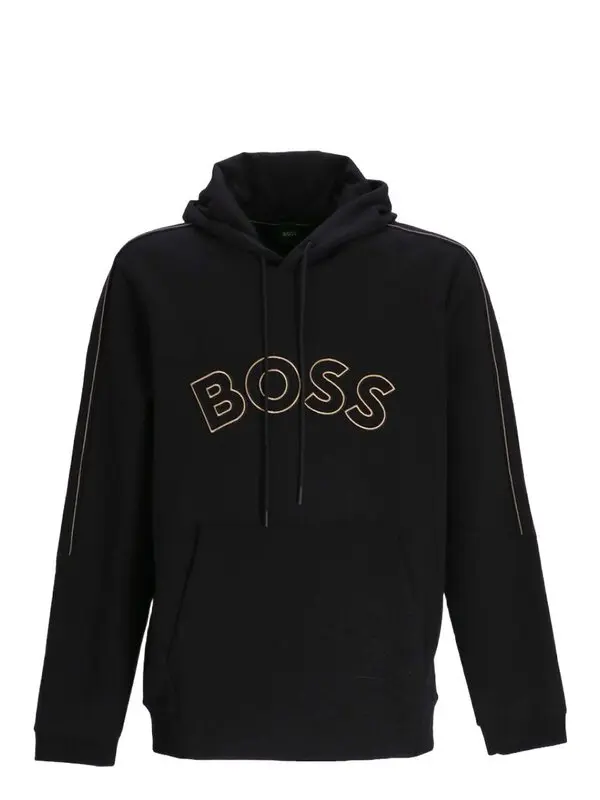 Hugo Boss Embroidered Logo Hoodie - Black