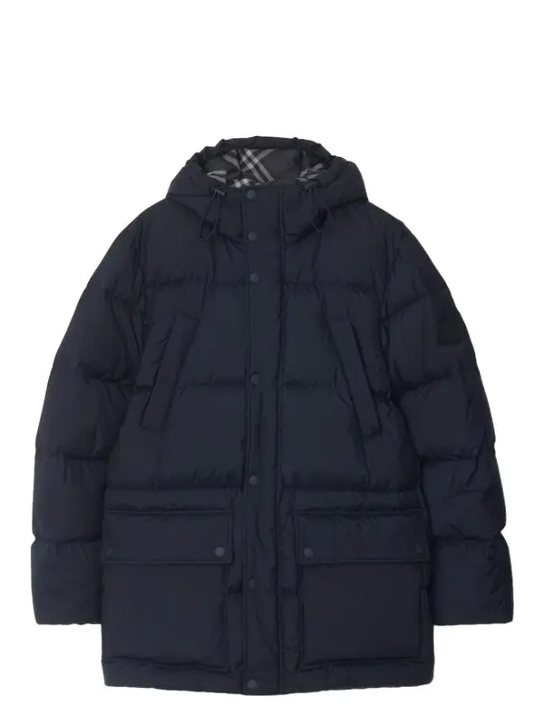 Burberry Long Sleeved Hooded Down Jacket - Navy Blue
