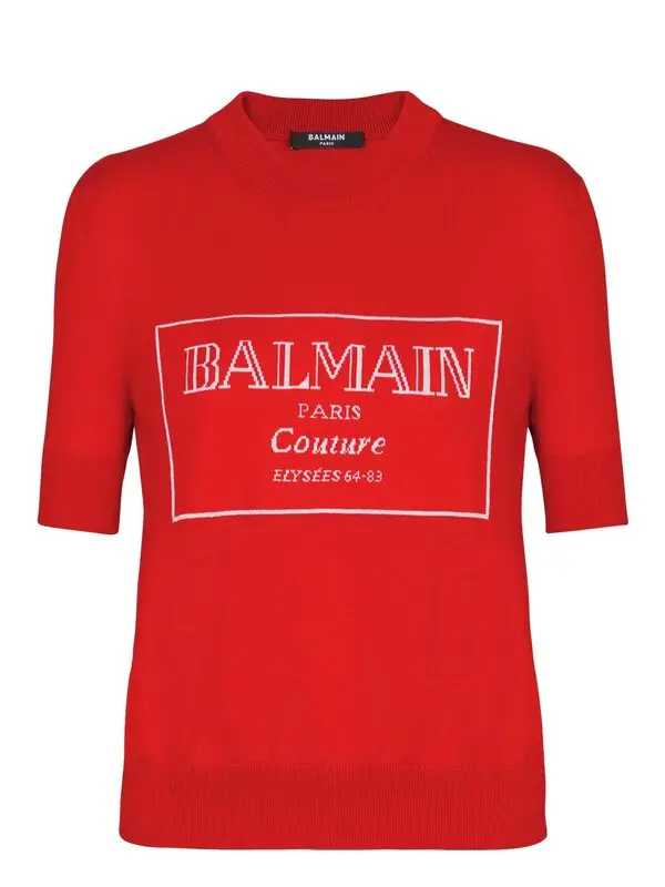 Balmain Logo Detailed Knitted Top - Red