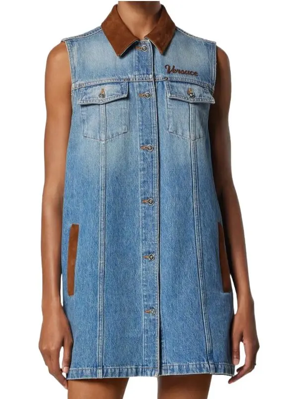 Versace Denim A-line Dress - Blue