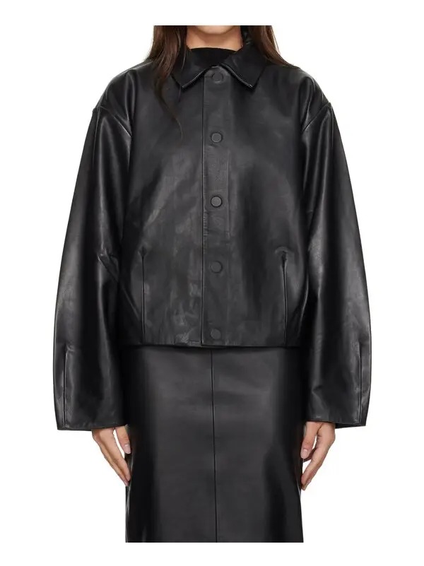 ST. AGNI Cocoon Leather Jacket - Black