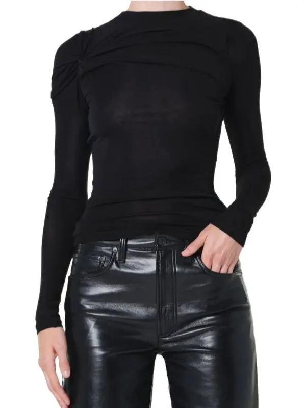 AGOLDE Lissa Long Sleeve Tee With Shoulder Knot Detail - Black