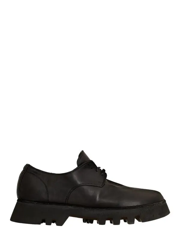 Guidi Round Toe Lace-up Casual Shoes - Black