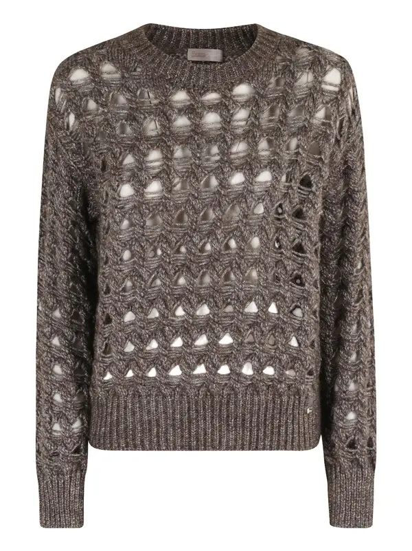 Herno Jumper Cut-out Knit Sweater - Gray