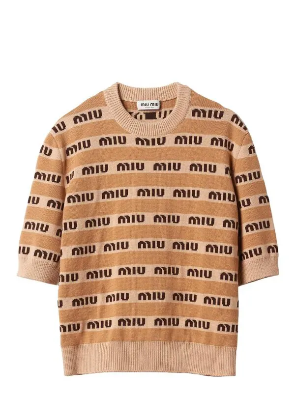 Miu Miu Short-sleeve Wool Sweater - Snow White