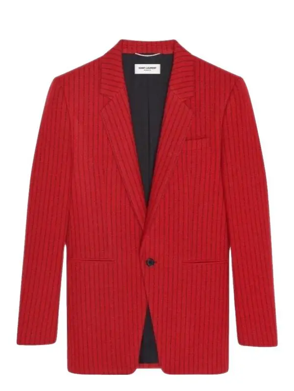 Saint Laurent Pinstripe-pattern Single-breasted Blazer - Red