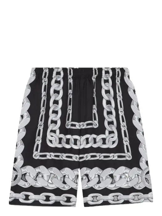 Versace Graphic Printed Elasticated Waistband Track Shorts - Black