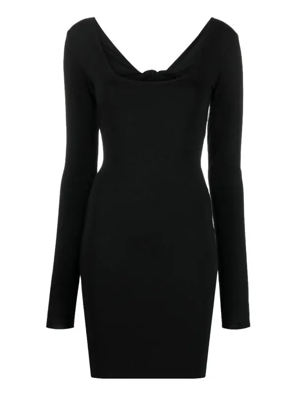 ROTATE BY BIRGER CHRISTENSEN Long Sleeve V-neck Dress With Back Bow Detail - No