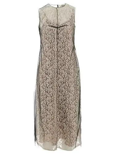 Fendi Sleeveless Floral Lace Dress - Nude