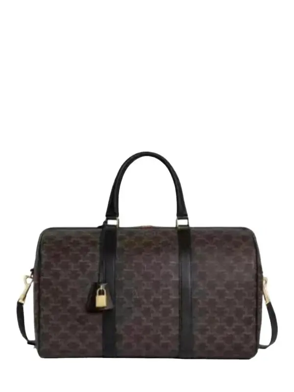 Celine Triomphe Canvas And Calfskin Travel Bag - Black