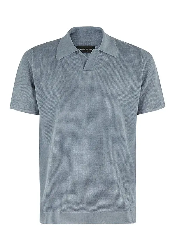 ROBERTO COLLINA Short-sleeved Polo Shirt - Gray