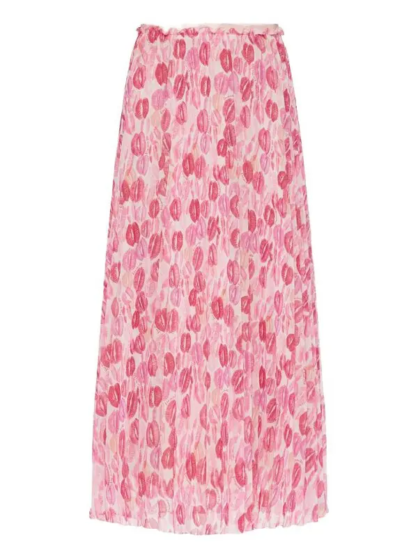 Red Valentino Printed Pleated Midi Skirt - Pink