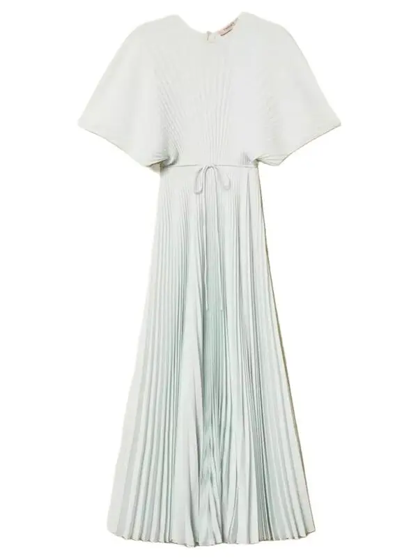 TWINSET Crêpe De Chine Maxi Dress With Pleated Skirt - White