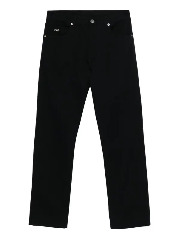 Emporio Armani Slim Fit Jeans With Logo Plaque - Black