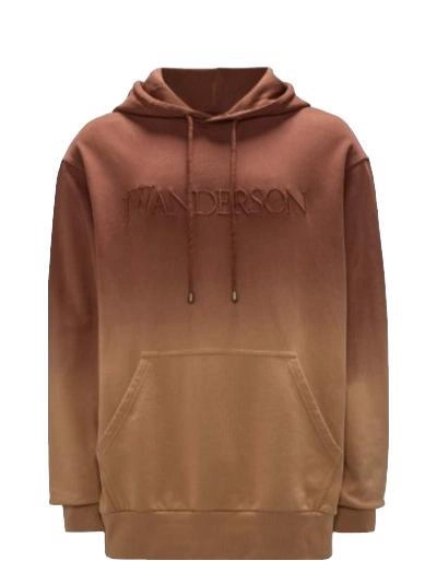 J.W.ANDERSON Embroidered Logo Drawstring Hoodie - Brown/multicolor