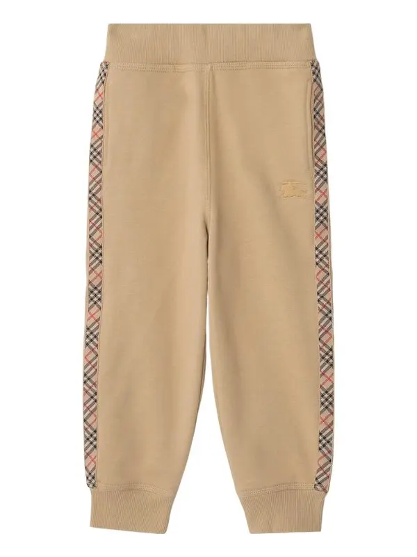 Burberry Check Trim Cotton Jogging Pants - Sand-colored