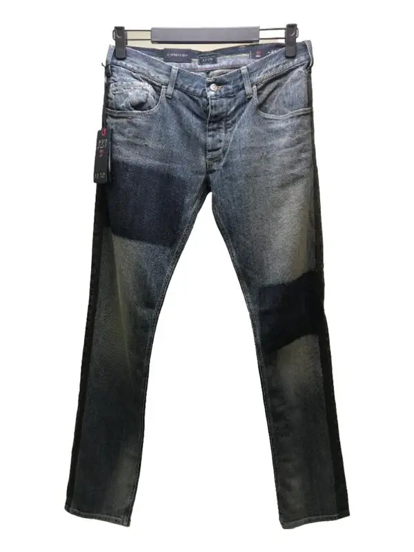 Emporio Armani Straight Leg Jeans With Patchwork Detail - Black