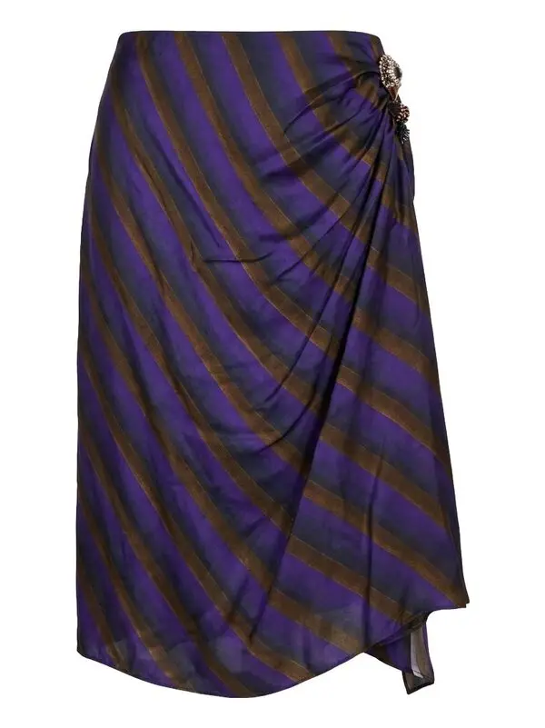 Dries Van Noten Striped Ruched Skirt - Black